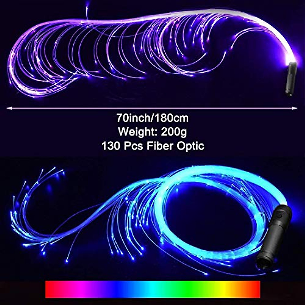 COMLZD LED Whip Fiber Optic Whip Dance Space Whip Super Bright Light 10 Color Effect Mode 360°Swivel for Rave Accessories, Parties, Light Shows, EDM Music Festivals