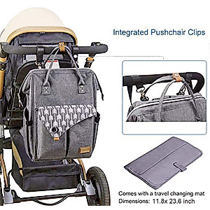 Lekebaby Diaper Bag Backpack for Mom Large Maternity Nappy Bag Changing Bags with Insulated Pockets Grey with Arrow Print