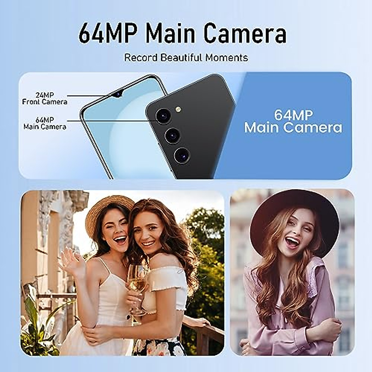 ExAchat C23 Android 13 Phone Unlocked, 7.2" FHD+ Display Octa Core 6GB+256GB 4G/5G Smartphone 108 MP Camera 5800mAh Dual SIM Cell Phones Unlocked/GPS/Fingerprint Unlock/Face ID