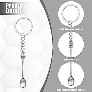 Molain 4PCS Mini Crown Spoon Keychain, Mini Spoon Teaspoon with Keyring Pendant Key Ring Teaspoon Keyring Crown Teaspoon Mini Spoon for Filling Vials with Salts, Sand, Glitter(Silver)