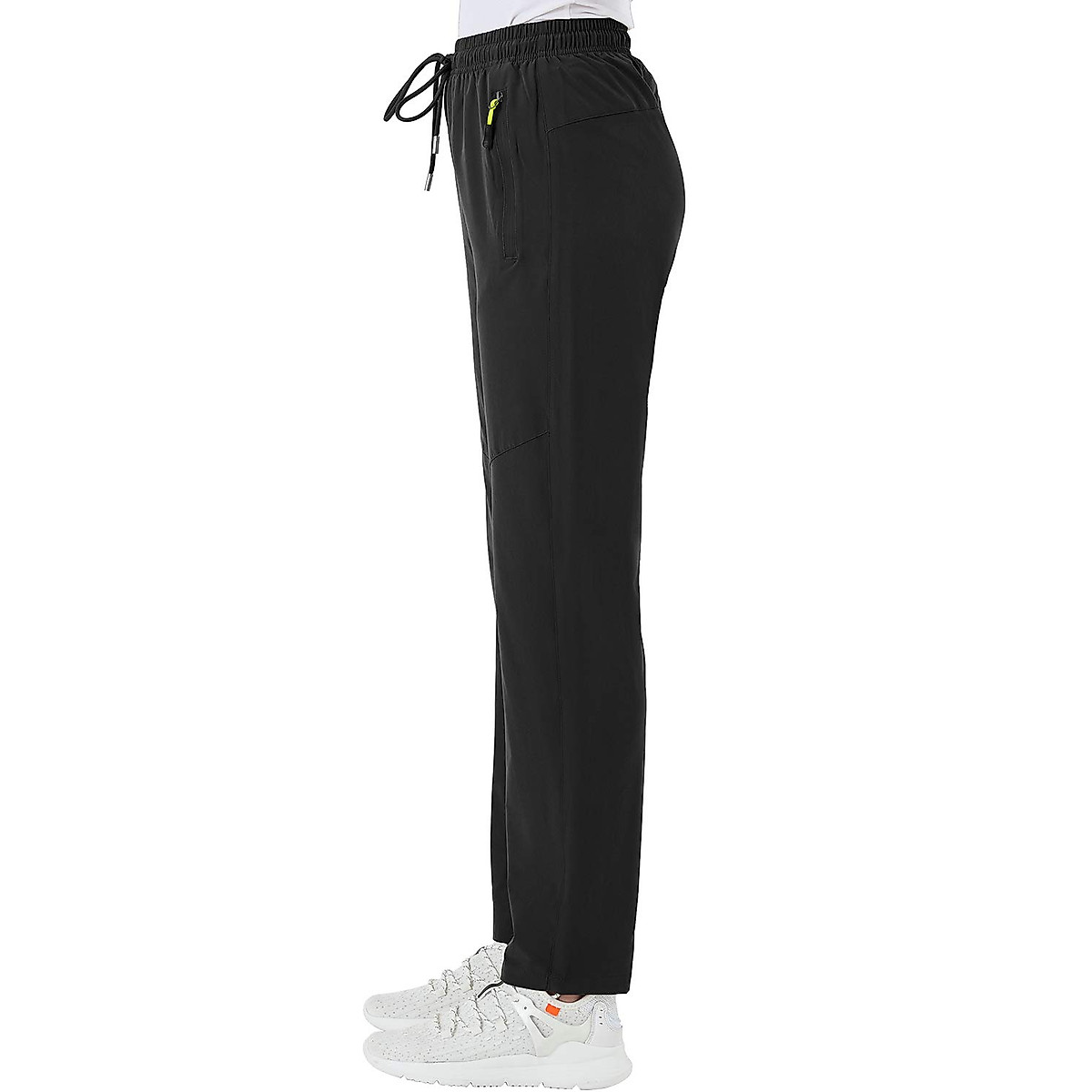 BGOWATU Women's Hiking Cargo Pants Quick Dry Lightweight Water Resistant Joggers Pants Zipper Pockets (Black,US XL)