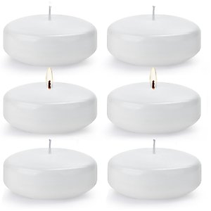 White Floating Candles for Centerpieces 3 inch, Round Burning Tea Light Candles Unscented Smokeless Paraffin Wax Dripless, for Valentine's Day, Wedding, Party, Home Decor, Pool (12 Pack)