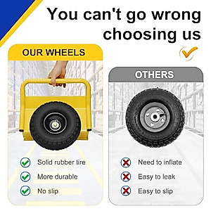 Courtco Heavy Duty Panel Dolly, Slab Dolly, Two Nice Handles, 10" Solid Rubber Tires, Super Weight 1000 LBS, All-Terrain Movement for Heavy Drywall Sheet & Door Material (Yellow)