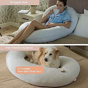 EKLO Pregnancy Pillows, C-Shape Full Body Pillow – Jersey Cover Light Grey – Maternity Must Haves, Great for Sleeping, Resting - Full Body Support