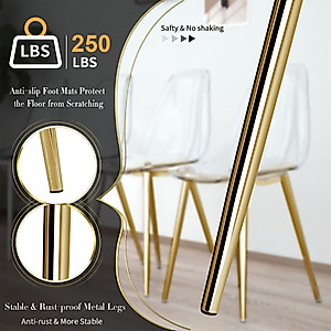 51 inch Glass Dining Table Set for 4, Dining Table & Chair Sets with Gold Plating Legs for Kitchen, Modern Rectangle Tempered Glass Table Top and Transparent Plastic Dining Chair for Dining Room