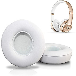 Miruchertter Beats Solo 2 & 3 Earpad Replacement - Memory Foam Replacement Ear Pads Wireless Headphone Covers Headset Pads Sponge Earpads Cushions Compatible with Beats Solo 3 Solo 2 (White)