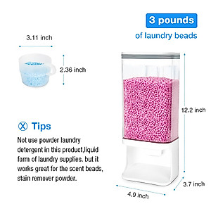 Conworld Laundry Detergent Dispenser, Wall Mounted Laundry Beads Dispenser for Scent Booster Beads, Stain Remover Powder, Bath Salts, Rice, Beans Grain and Dry Food, Laundry Scent Booster Container