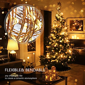 SSFQ Fairy Lights, 66ft 200 Led Outdoor String Lights, Waterproof Battery Operated Copper 8 Lighting Modes, Chirstmas Party Bedroom Garden(Warm White)