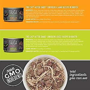 Tiki Cat After Dark, Variety Pack, High-Protein and 100% Non-GMO Ingredients, Wet Cat Food for Adult Cats, 5.5 oz. Cans (Pack of 8)