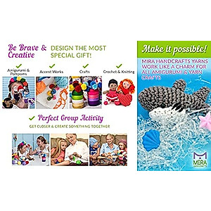 Crochet Kit for Beginners | Learn to Crochet Stuffed Toys | Amigurumi guide book with step-by-step instructions on 10 unique projects| 32 Colored Yarn Skeins (700 yards) and all Accessories