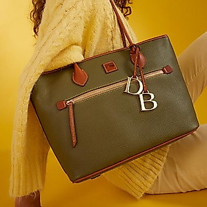 Dooney & Bourke Large Tote Bags for Women, Pebble Grain Leather Tote Bag with Zipper and Long Shoulder Straps - Black