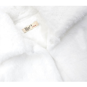 Lilax Girls Faux Fur Bolero Shrug Button Closure Cozy Dress Coat (8 Years, White)