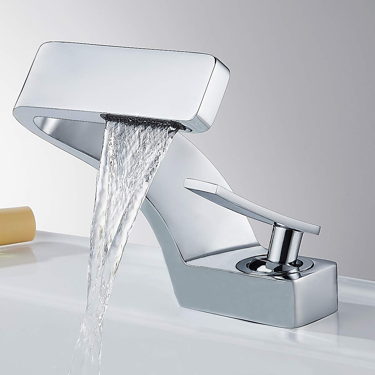 becola Chrome Bathroom Sink Faucet, Single Hole Faucet for Bathroom Sink, Solid Brass Single Handle Lavatory Vanity Sink Faucet with Two US Standard 3/8" Hoses