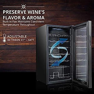 Ivation 28 Bottle Compressor Wine Cooler Refrigerator w/Lock | Large Freestanding Wine Cellar For Red, White, Champagne or Sparkling Wine | 41f-64f Digital Temperature Control Fridge Glass Door Black