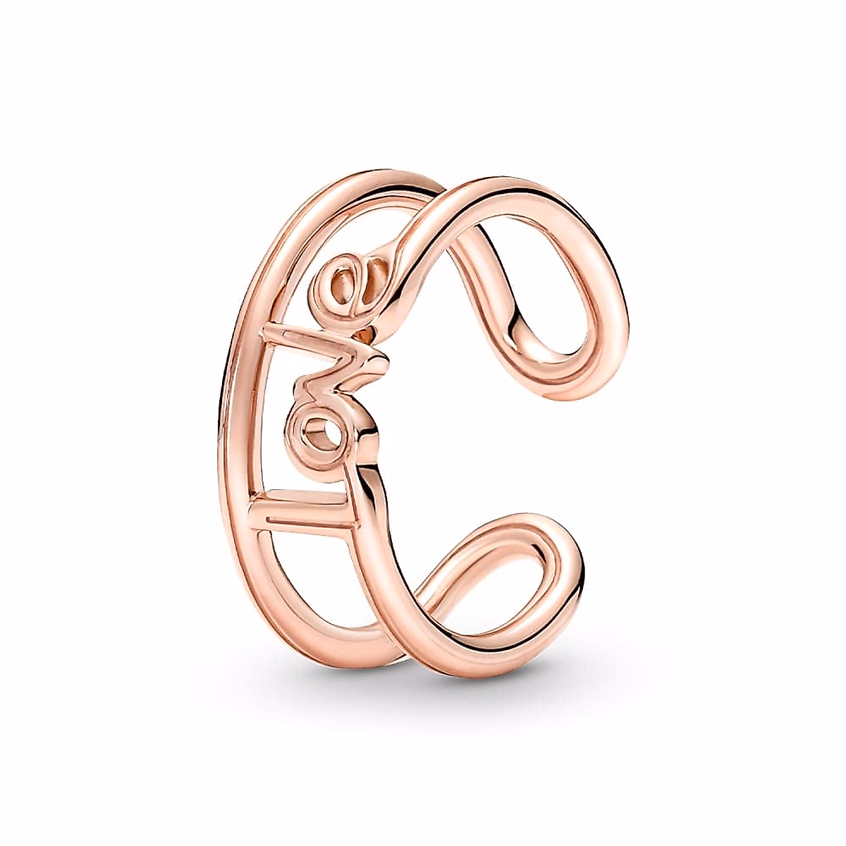 Pandora ME Love Open Ring - Stackable Rose Gold Ring for Women - 14k Rose Gold-Plated Rose - Size 6