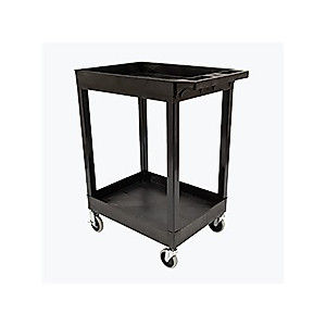LUXOR SEC11-B 24" x 18" Plastic Utility Tub Cart - Two Shelf-Black