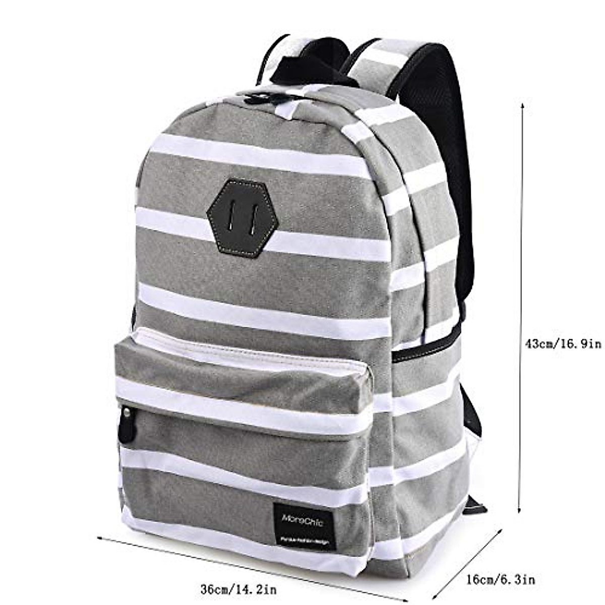 MoreChic Causal Canvas Stripe Backpack Travel Daypack Backpacks For Teen Girls Women