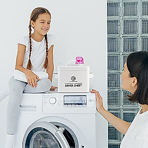 LF Likefair Modern Farmhouse Dryer Sheet Holder for Laundry Room Decor,Laundry Dispenser Container Holder with Lid for Space Saving Laundry Room Organization and Storage,White