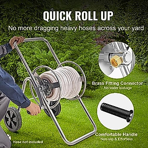 VEVOR Hose Reel Cart - Mobile Heavy Duty Steel Garden Tool Cart with Wheels, Holds up to 175 ft of 5/8'' Hose