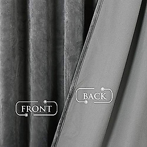StangH Grey Velvet Curtains 96 inches - Thick Plush Velvet Blackout Drapes, Back Tab Design Insulated Window Covering for Living Room/French Door, W52 x L96, 2 Panels