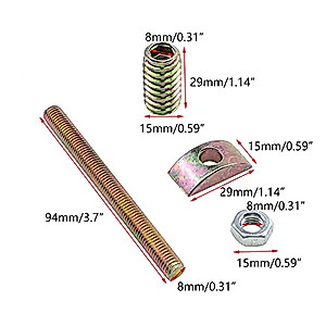 Antrader Metal Furniture Connecting Fitting Threaded Rod Connector with Half-Moon Nut Assembly Bronze Tone 12 Sets