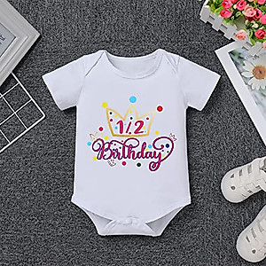 IBTOM CASTLE Baby Girl Clothes, Infant Toddler 1/2 Birthday Cake Smash Outfit Princess Romper Bodysuit +Tutu Skirts +Crown Baby Shower Newborn Photography Clothes Set Crown 9-12 Months