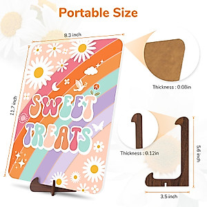 WenmthG Hippie Birthday Party Decorations Acrylic Sweet Treats Sign- 8.3x 11.7 Inch Groovy Table Sign with Stand Daisy Retro Hippie Groovy Party Centerpiece for Birthday Party Event Gift Table Decor