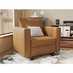 EASE MOOSE Modular Sectional Accent Chair with Storage Seat, Faux Leather Armchair Modern Single Sofa Club Chair for Living Room