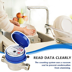 LEADWIN Water Metal, Flow Meter, DN15, 1/2" NPT Couplings, Accurate Long Time Cold Water Meter, for Garden and Home Use