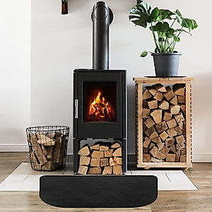 60x32'' Fireplace Mat, Thickened Fiberglass Fireproof Rug Fireplace Hearth Mat Anti-Slip Black Flame Resistant Pad Sparks Ember Fireplace Floor Protector for Indoor Outdoor