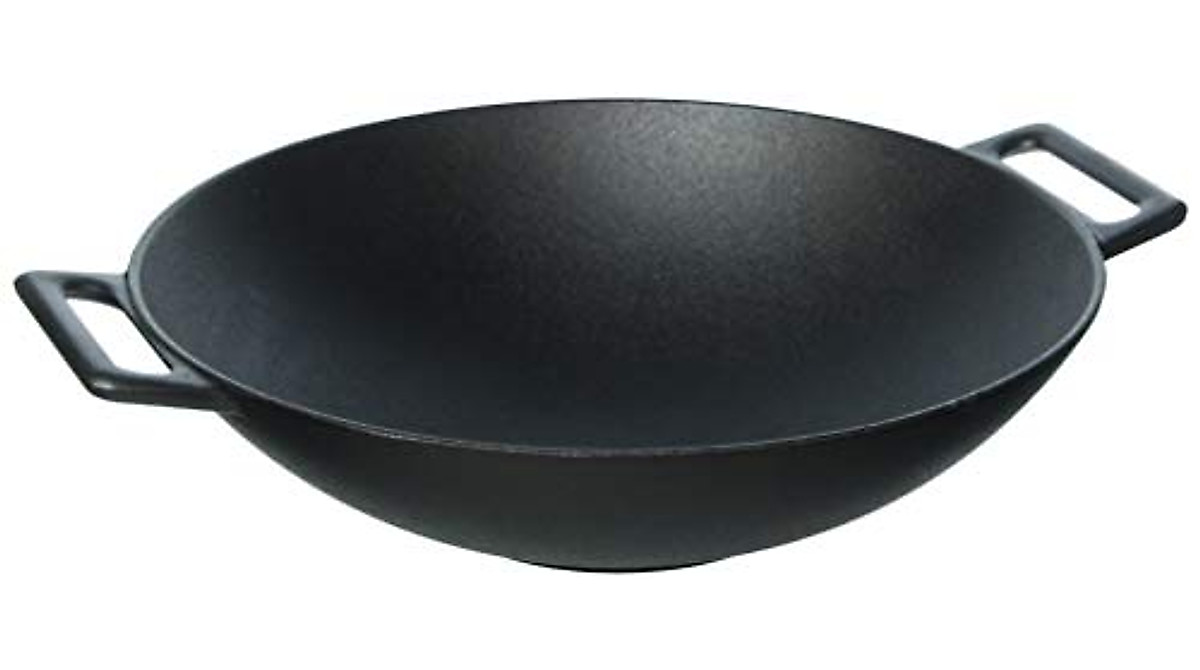 Jim Beam Heavy Duty Cast Iron Wok - Pre-Seasoned & Versatile Cooking Pan