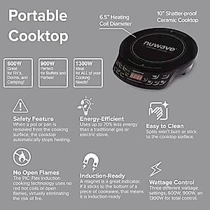 Nuwave PIC Flex Compact, Portable, Powerful Induction Cooktop With 9-inch Duralon Healthy Ceramic Non-Stick Fry Pan