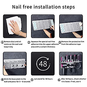 Floatant 2in1 Wall Mounted Stand Hair Dryer Holder for Dyson Supersonic Hair Dryer, for Dyson Airwrap Styler Organizer Storage Shelf Fits Curler Diffuser for Bathroom Bedroom Hair Salon Barbershop…