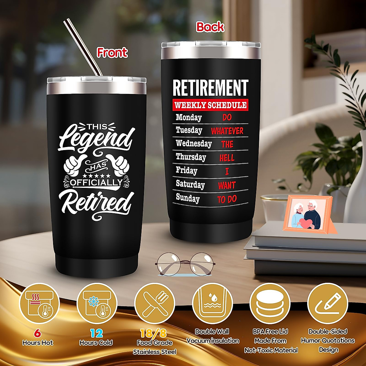 SIXVALA 10 Pcs Retirement Gifts for Men 2024, This Legend Has Retired, Happy Retirement Gifts for Dad, Grandpa, Coworker, Teachers, Boss, Friends, Retirees, 20 Oz Tumbler Best Retirement Gifts Basket