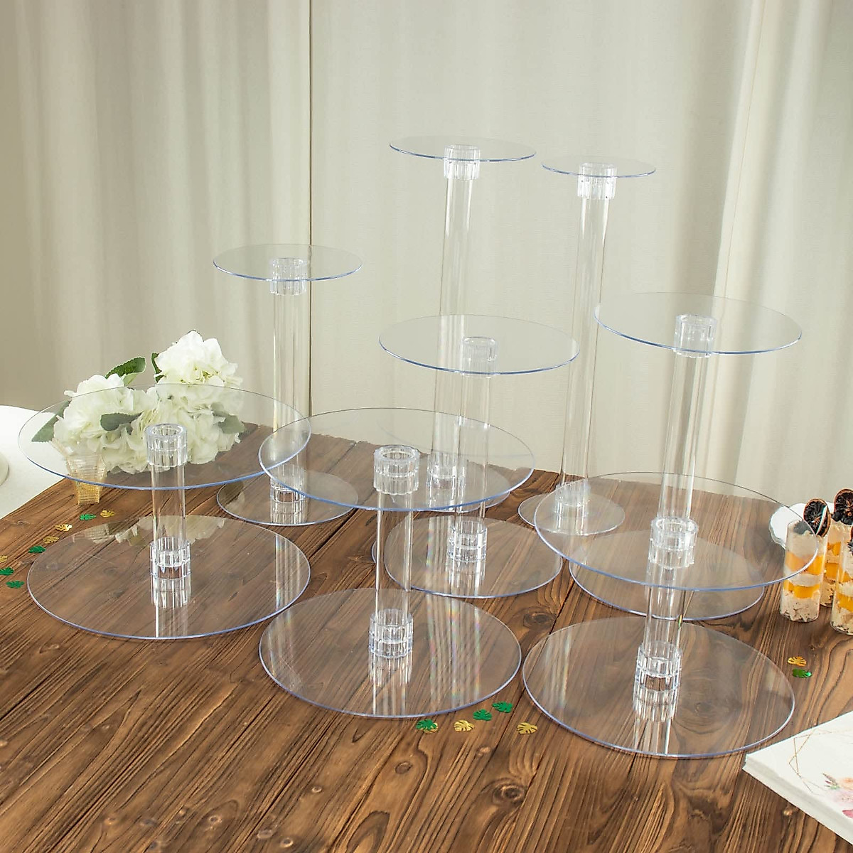 TABLECLOTHSFACTORY Lovely 8 Tier Acrylic Crystal Glass Clear Cake Dessert Decorating Stand For Birthday Xmas Party Wedding