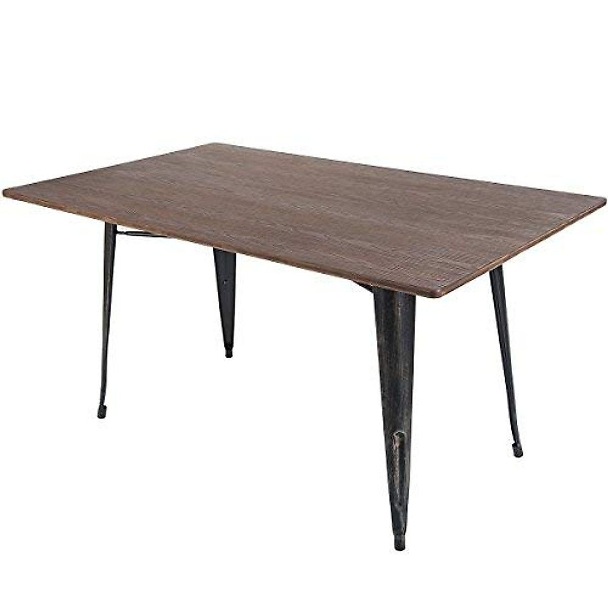Merax Antique Style Rectangular with Metal Legs 59''x 36'', Distressed Black, Only Table Not Include Bench or chairs