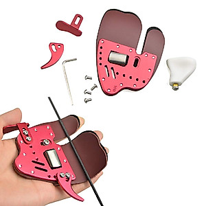 SHARROW Archery Finger Tab Guard Finger Saver Protect Guard Leather Protector Gloves Adjustable for Bow Hunting Left Hand Right Hand (red, Right Hand)