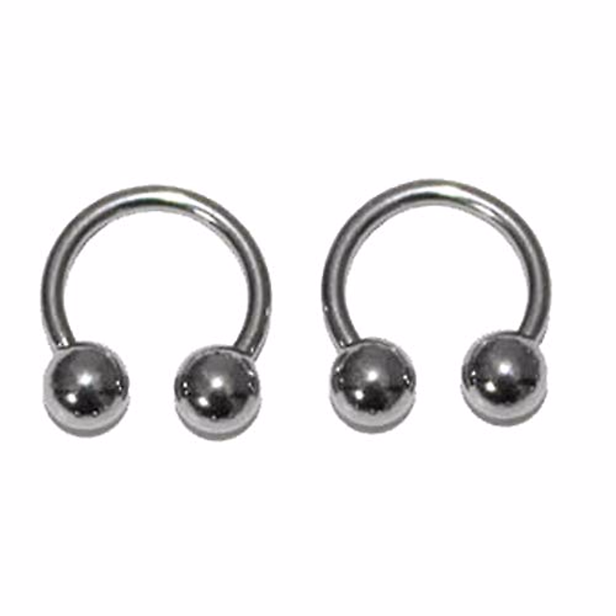 Lex & Lu Pair of Steel Circular Barbell Horseshoes Earrings 18,16,14 Gauge
