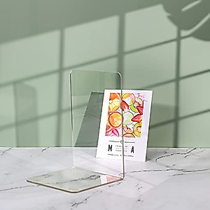 Clear Acrylic Bookends with Non-Slip Stickers, Bookends for Kids Shelves Bedroom Library Office School and L-Shaped Desktop Organizer Decoration Gift (8)