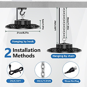 UFO LED High Bay Light - 10PACK 100W 15000LM High Bay LED Light with IP65 Waterproof and US Plug 6.5ft Cord, 7000k Daylight High Bay LED Shop Lights for Construction Site, Warehouse, Factory, Yard