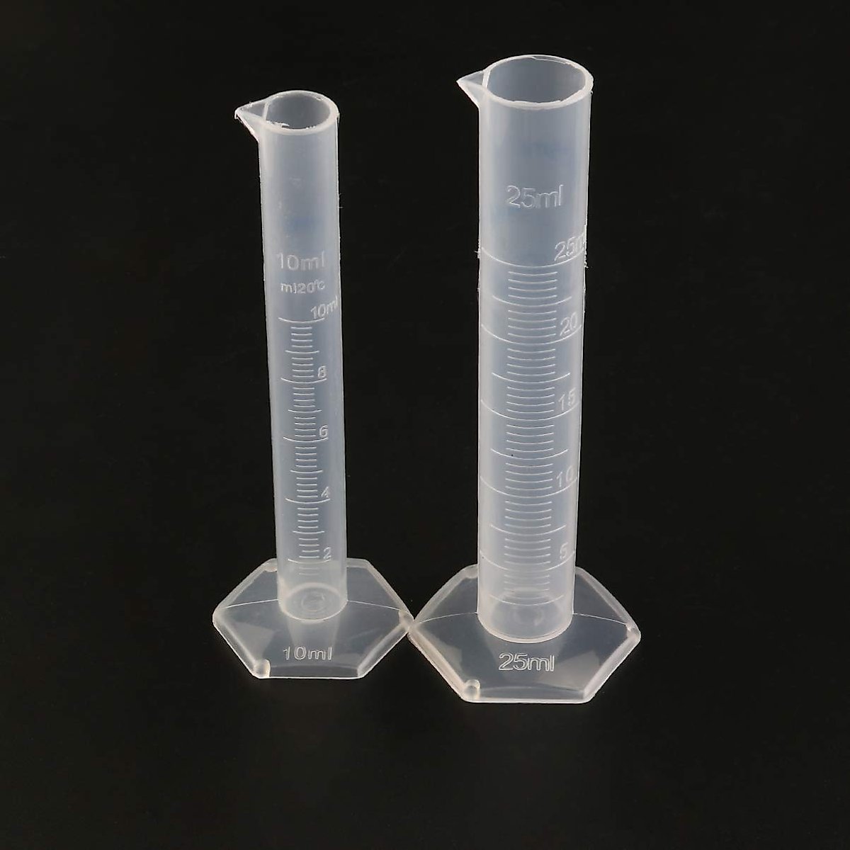 POPETPOP 4pcs 10ml / 25ml / / 100ml Measuring Plastic Graduated Cylinder Laboratory Bottle Lab Test Measuring Container Cups