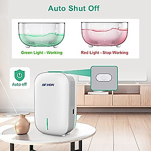 SEAVON 27OZ Dehumidifier Small Dehumidifiers for Home 2200 Cubic Feet (260 sq ft), Portable and Compact 800ML Capacity Quiet Dehumidifiers for Bedroom, Bathroom, RV, Closet, Basements, Auto Shut Off