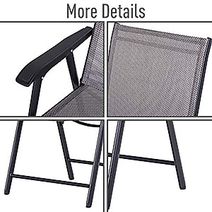 Outsunny Folding Outdoor Patio Chairs Set of 4 Stackable Portable for Deck, Garden, Camping and Travel
