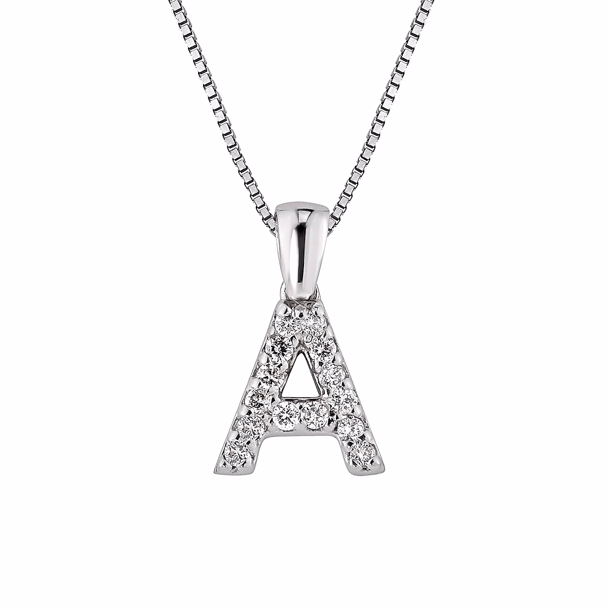 Diamond Wish 14k White Gold Letter A Diamond A to Z Initial Pendant Necklace (1/10cttw) with 18-inch chain