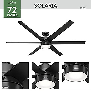 Hunter Fan Company 59628 Solaria Ceiling Fan, 72", Matte Black