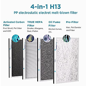 Genuine Membrane Solutions MSA3/MSA3S Original Oil Fume Removal Air Purifier Filter Replacement, Upgraded 4-in-1 H13 True HEPA Filter with OdallerPure Technology, 1 Pack