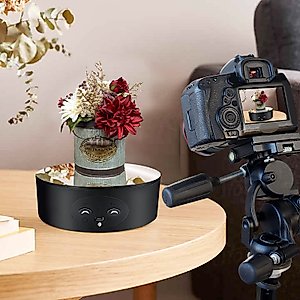 Riomh Rotating Display Stand, 360 Degree Automatic Mute Spin Turntable for Photography Display, Shooting Videos, Figures and Collections Display (Black)