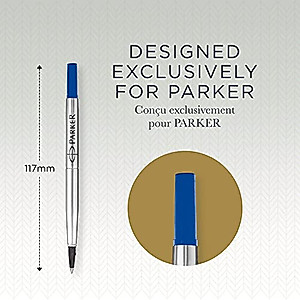 Parker QUINK Rollerball Pen Ink Refill, Medium, Blue