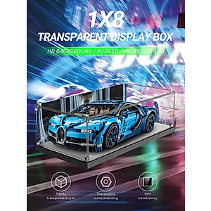 ICUANUTY Acrylic Display Case for Lego Technic Bugatti Chiron 42083 Race Car, Dust-Proof Display Box for Lego 42083, Size: 25.29x11.81x7.87in(NOT Included The Model)