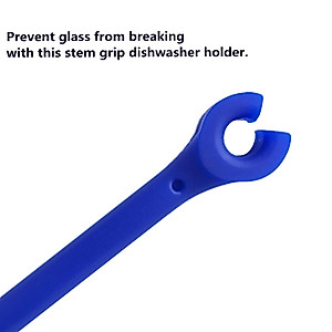 YouU Silicone Stemware Saver Flexible Stemware Holder Dishwasher Wine Glass Protector Tether Silicone Dishwasher Attachment (Blue/4 pcs)